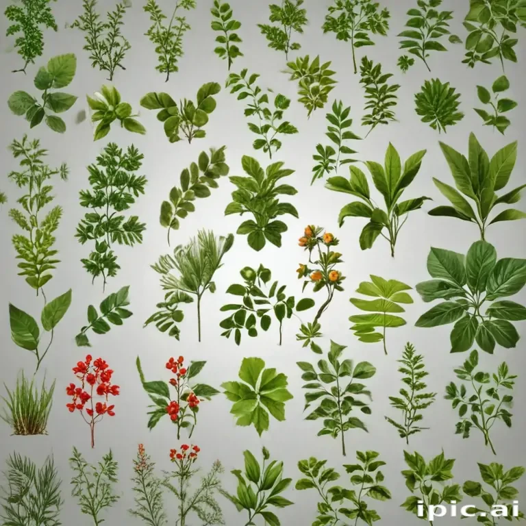 Beautiful Collection of Various Green Leaves and Vibrant Plants in Nature
