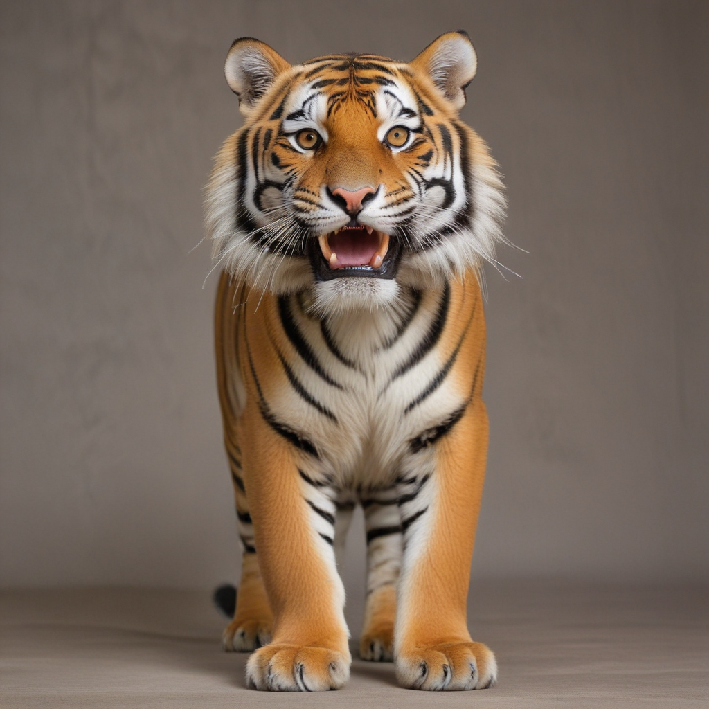 tiger with a cheeky grin full body image