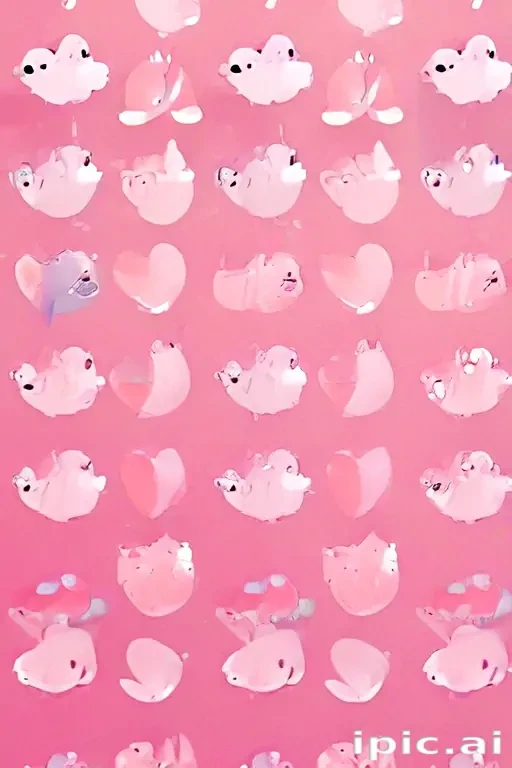 Playful Pink Pattern Featuring Cute Cartoon Animals and Heart Shapes
