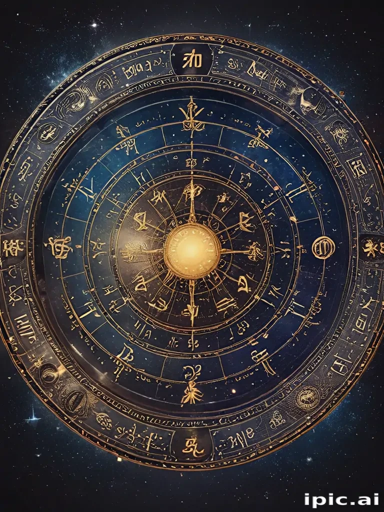 Astrological Chart of Celestial Bodies and Zodiac Signs in Space