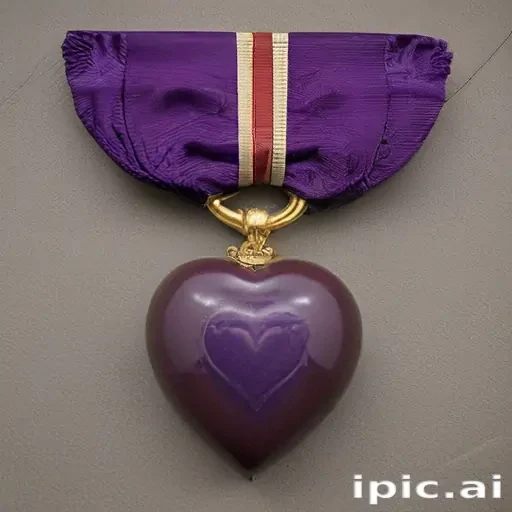 Intricate Purple Heart Medal with Ribbon Symbolizing Valor and Sacrifice