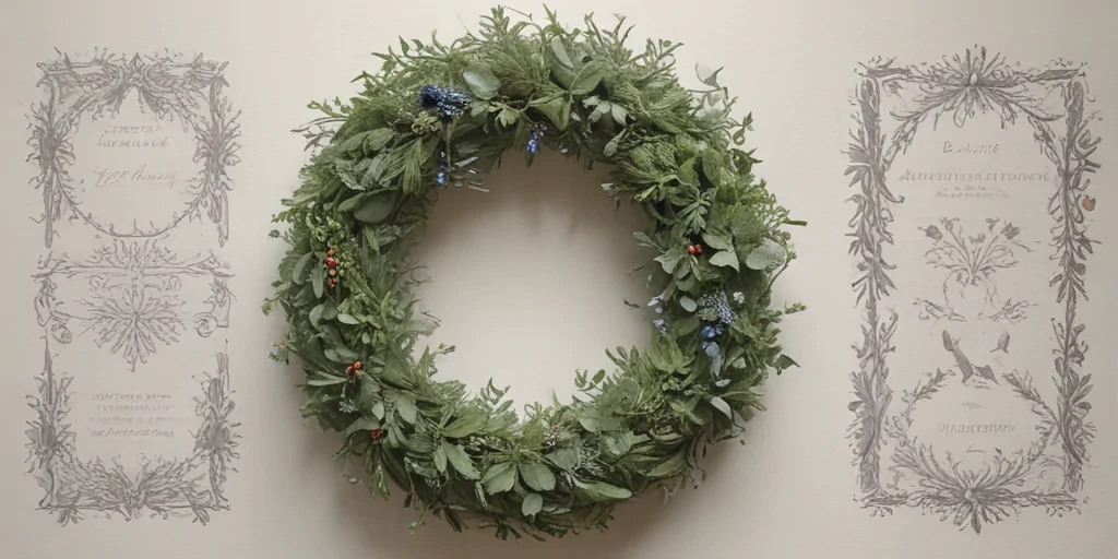 Elegant Green Wreath Surrounded by Intricate Vintage Floral ...