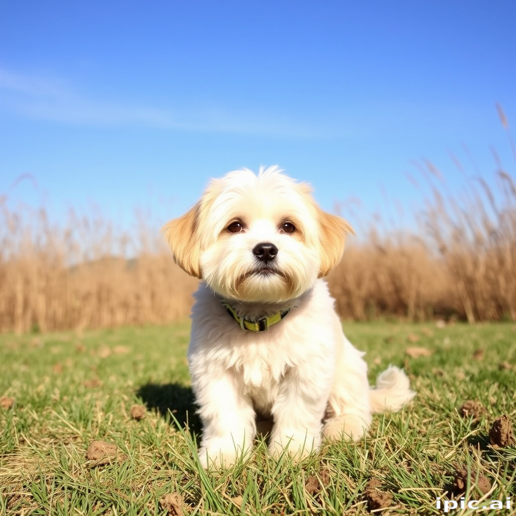 A Playful Puppy Enjoying a Sunny Day in the Meadow