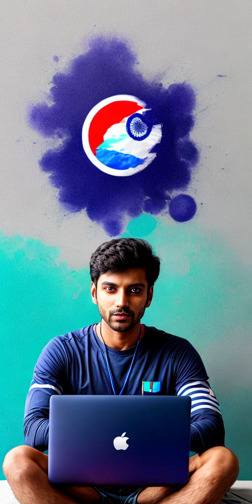 Man Named Vivek sitting with laptop Facebook wall right side Indian flag