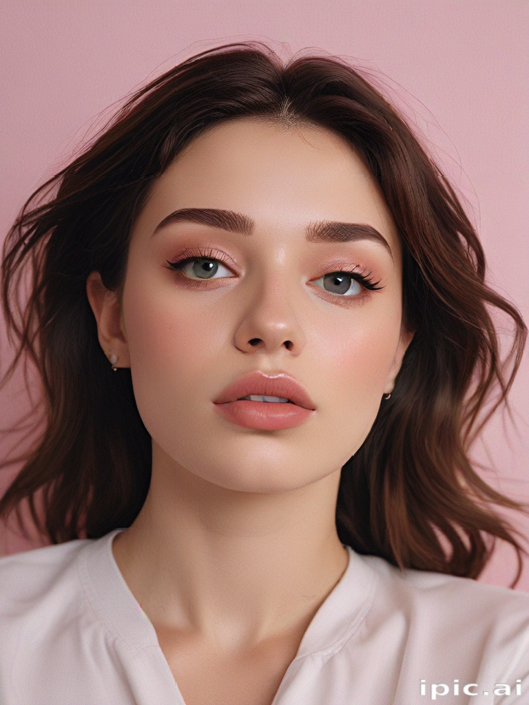 Elegant Portrait of a Young Woman with Soft Makeup and Natural Beauty