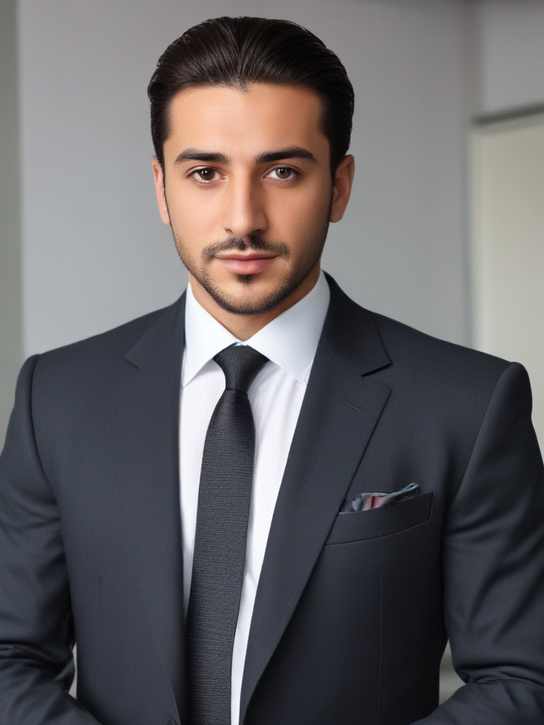 Realistic Turkish man in suit working in the office handsome