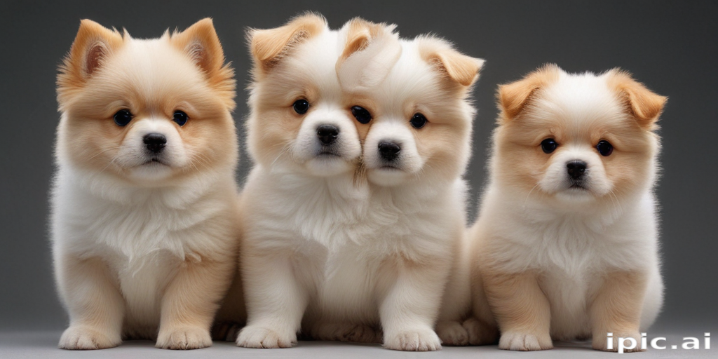 Adorable Trio of Fluffy Puppies Posing Together in Perfect Harmony