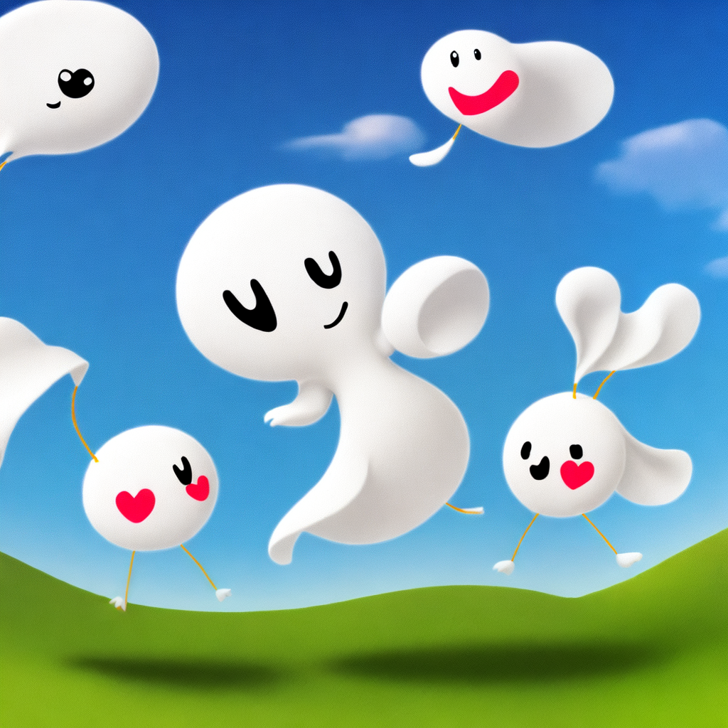 two cartoon ghosts falling in love