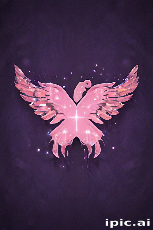Elegant Pink Phoenix Rising Against a Deep Purple Background