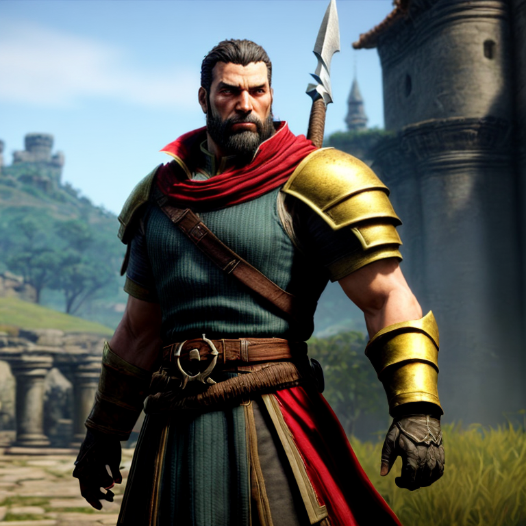Medieval RPG: Adriano is an imposing guard, with an upright posture and ...