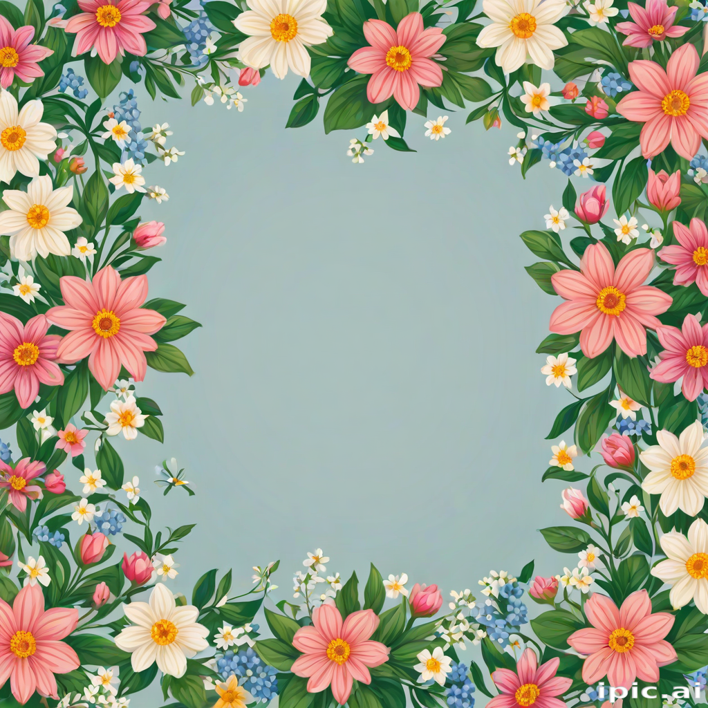 Colorful Floral Border Design Perfect for Invitations and Greeting Cards