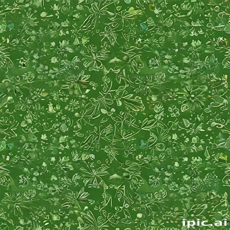 Intricate Green Pattern Featuring a Variety of Delicate Floral Designs