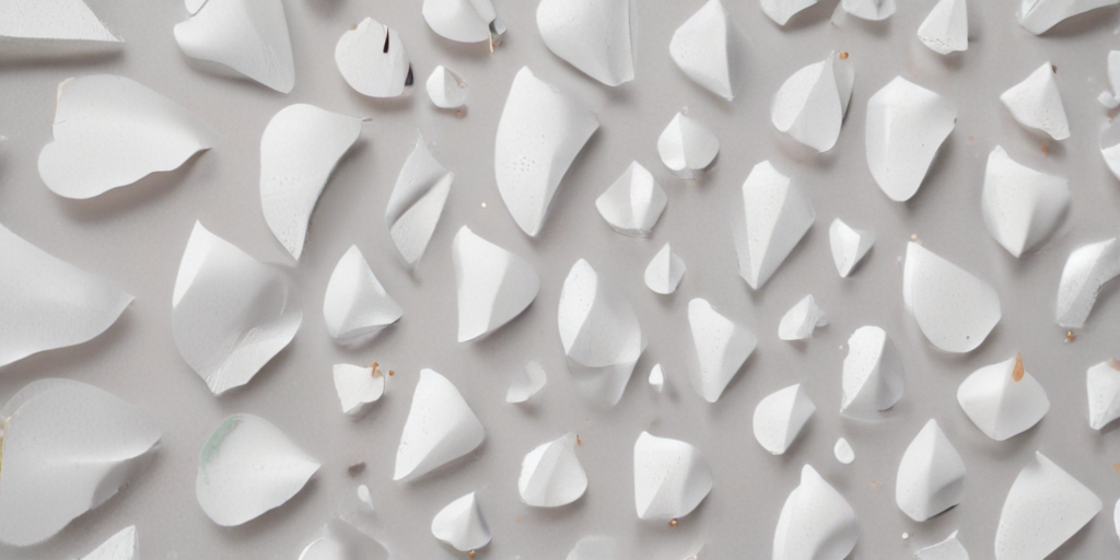 Abstract Composition of White Shards and Petals on a Light Background