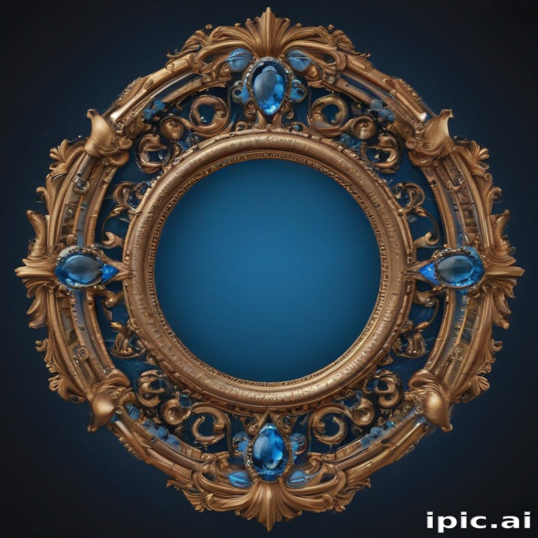 Ornate Vintage Frame with Blue Gemstones and Intricate Design Details
