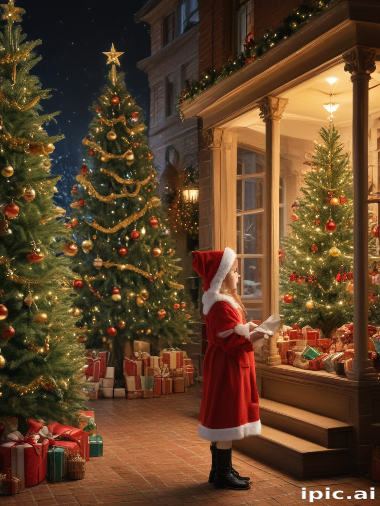 Enchanting Christmas Scene with a Young Girl in Santa Costume by ...