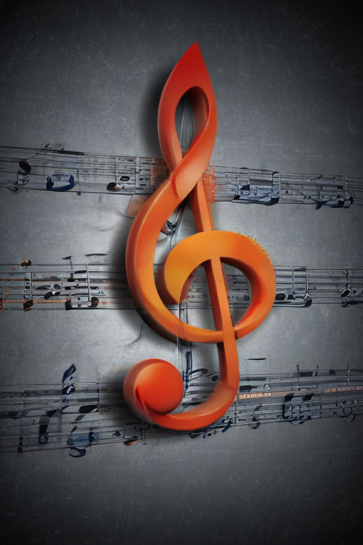 Vibrant Musical Notes and a Bold Treble Clef on a Vintage Background