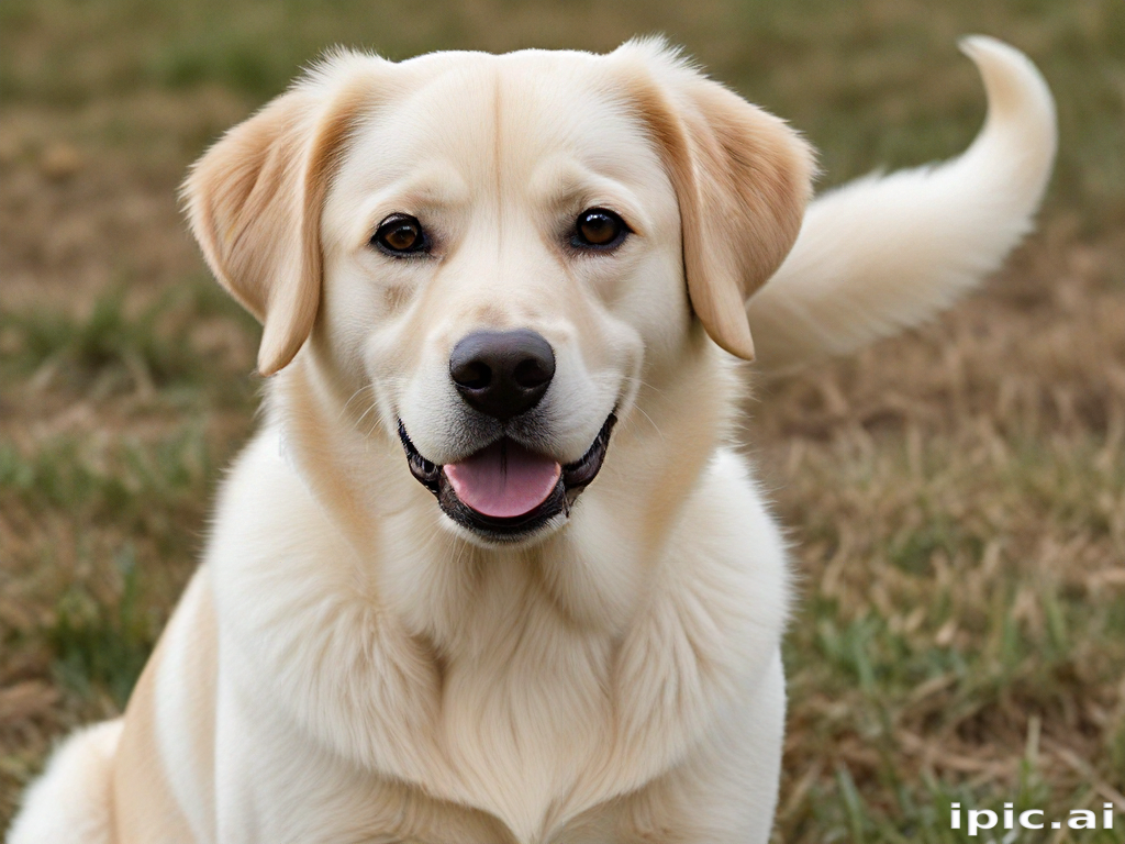 A Happy Golden Labrador Dog Enjoying a Sunny Day Outdoors in Nature.