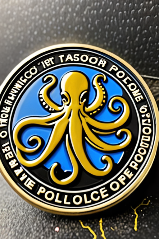 a challenge coin with the words Grit City Cops in a grafitti style with ...