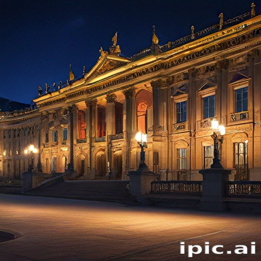 Illuminated Historic Building at Night with Grand Architectural Features