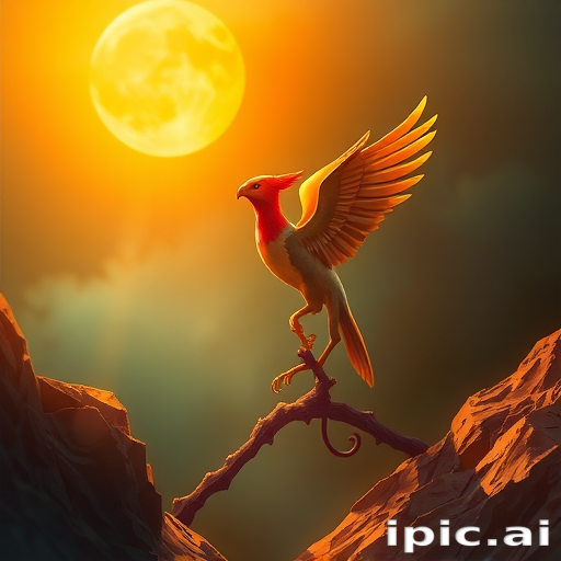 A Majestic Bird Perched on a Branch Under a Full Moon Glow