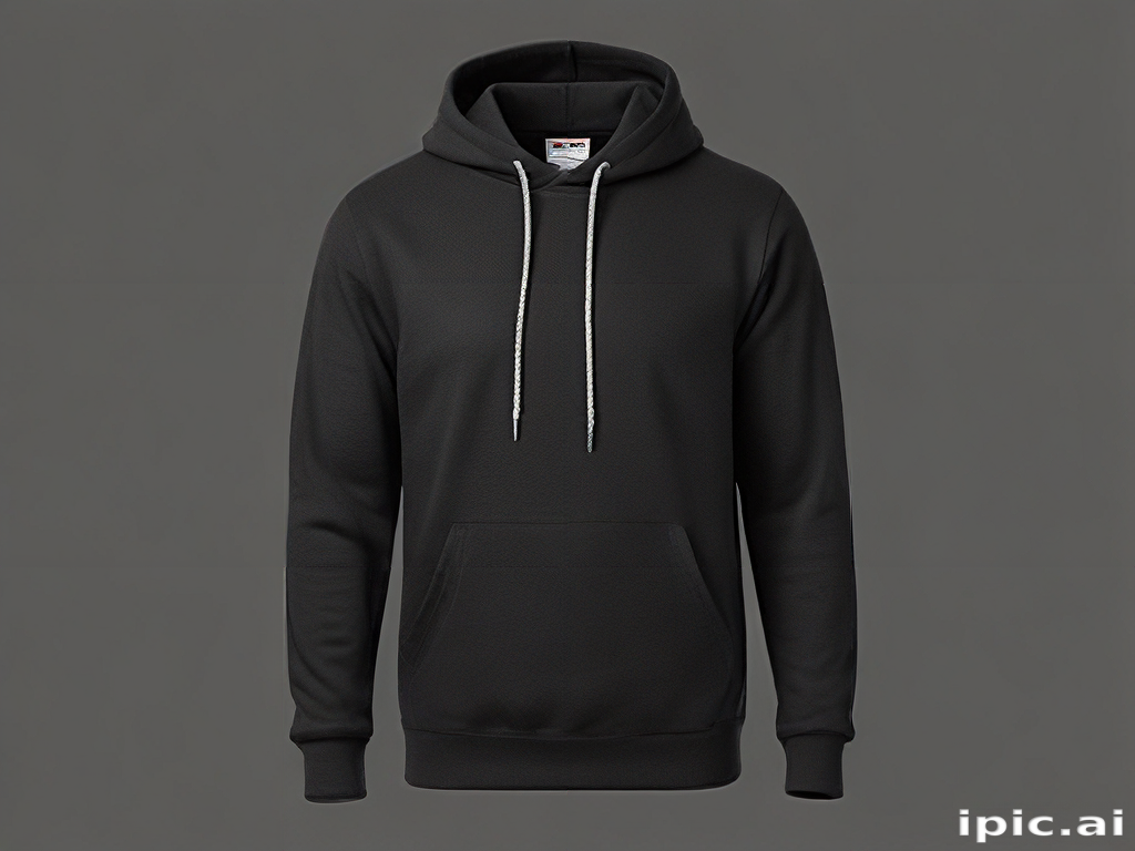 Casual Black Hoodie with Drawstrings and Front Pocket for Everyday Wear