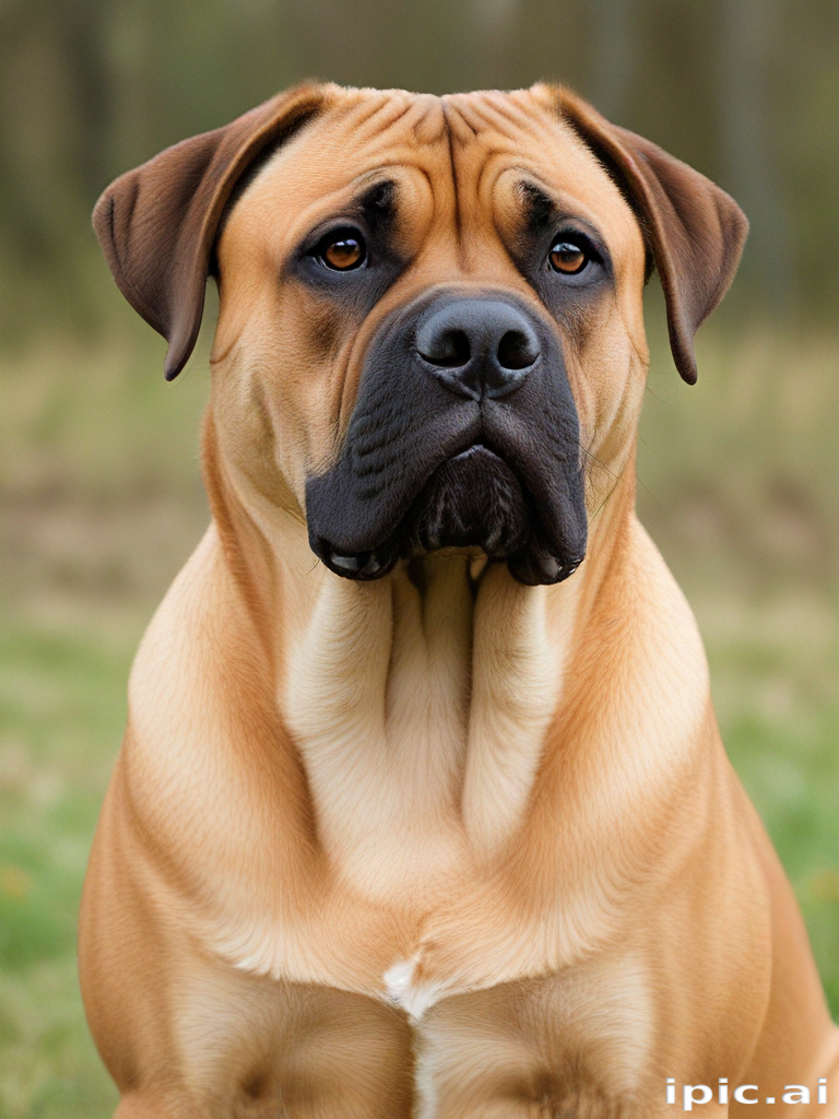 A Majestic Bullmastiff Dog Portrait Capturing Its Gentle and Loyal Nature.
