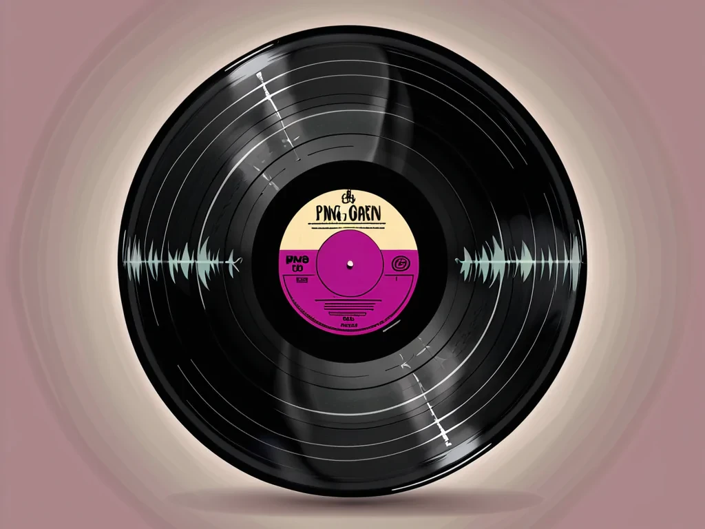 Classic Vinyl Record with Colorful Label and Sound Wave Design