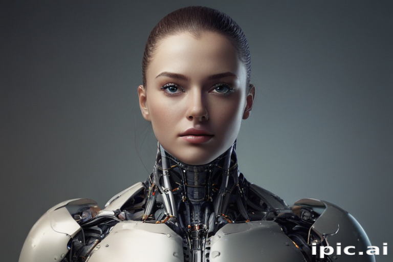 Futuristic Female Robot with Human-like Features and Intricate ...