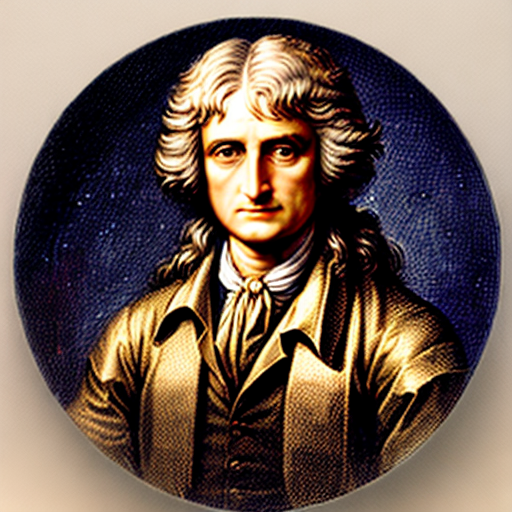 Create for me a picture of Isaac Newton on one side of which a white ...