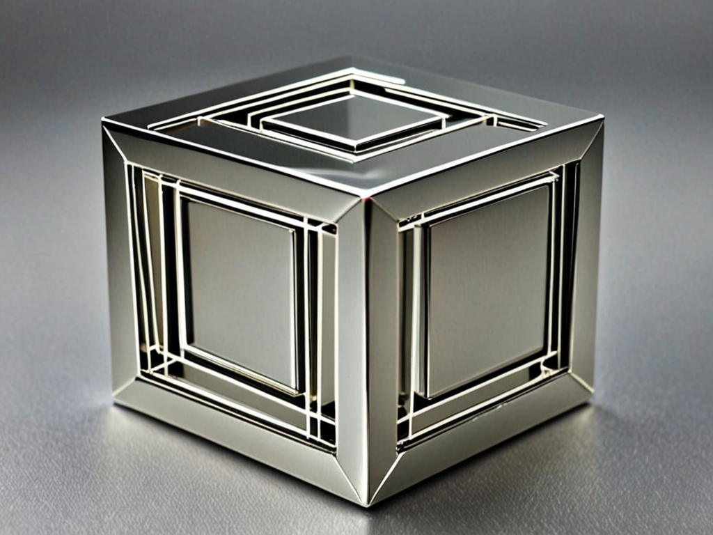 4 dimensional cube silver metallic art
