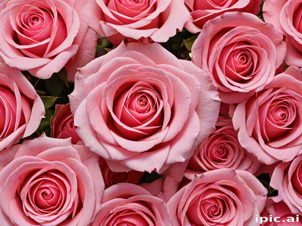 A Beautiful Arrangement of Soft Pink Roses in Full Bloom Together.