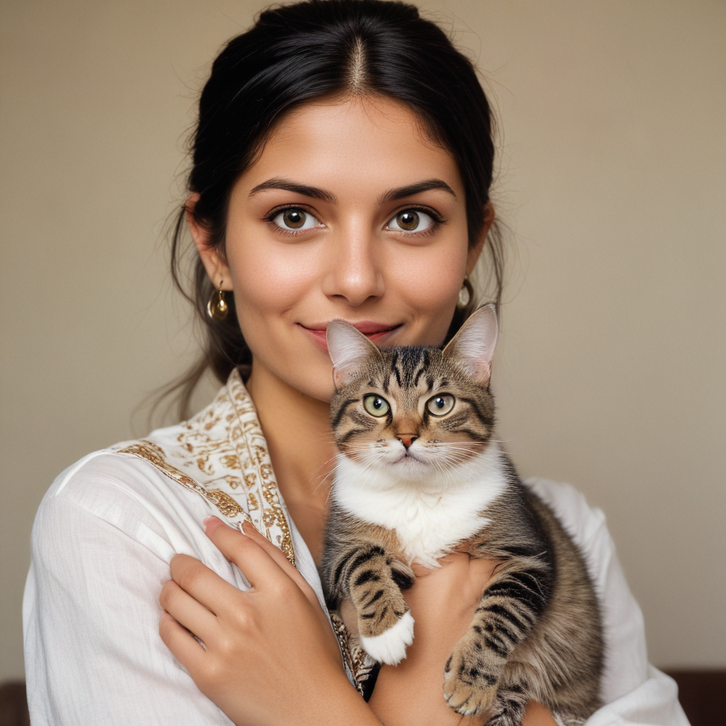 Indian with a cat