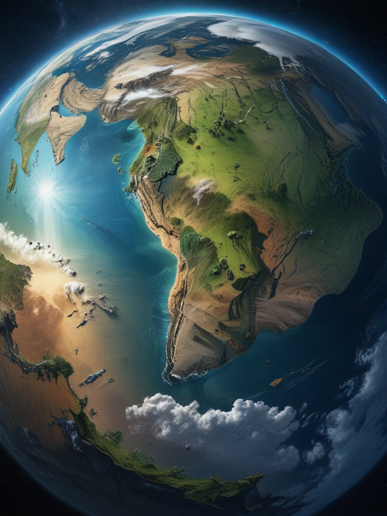 A Stunning Aerial View of Earth Showcasing Diverse Landscapes and Oceans