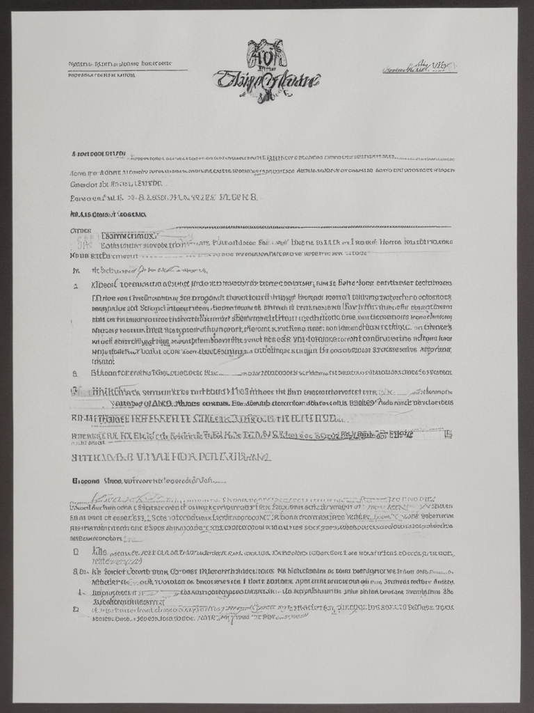 Official Document Featuring Header, Signature, and Various Typed ...