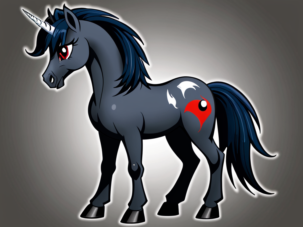 mlp pony dark alicorn with white markings on face red eyes black luna ...