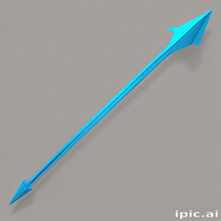 Bright Blue Arrow with Dual Points Against a Neutral Background