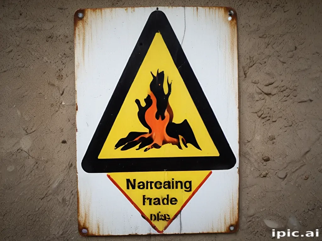 Caution: Fire Hazard Sign Warning for Potential Flames and Dangers Ahead.