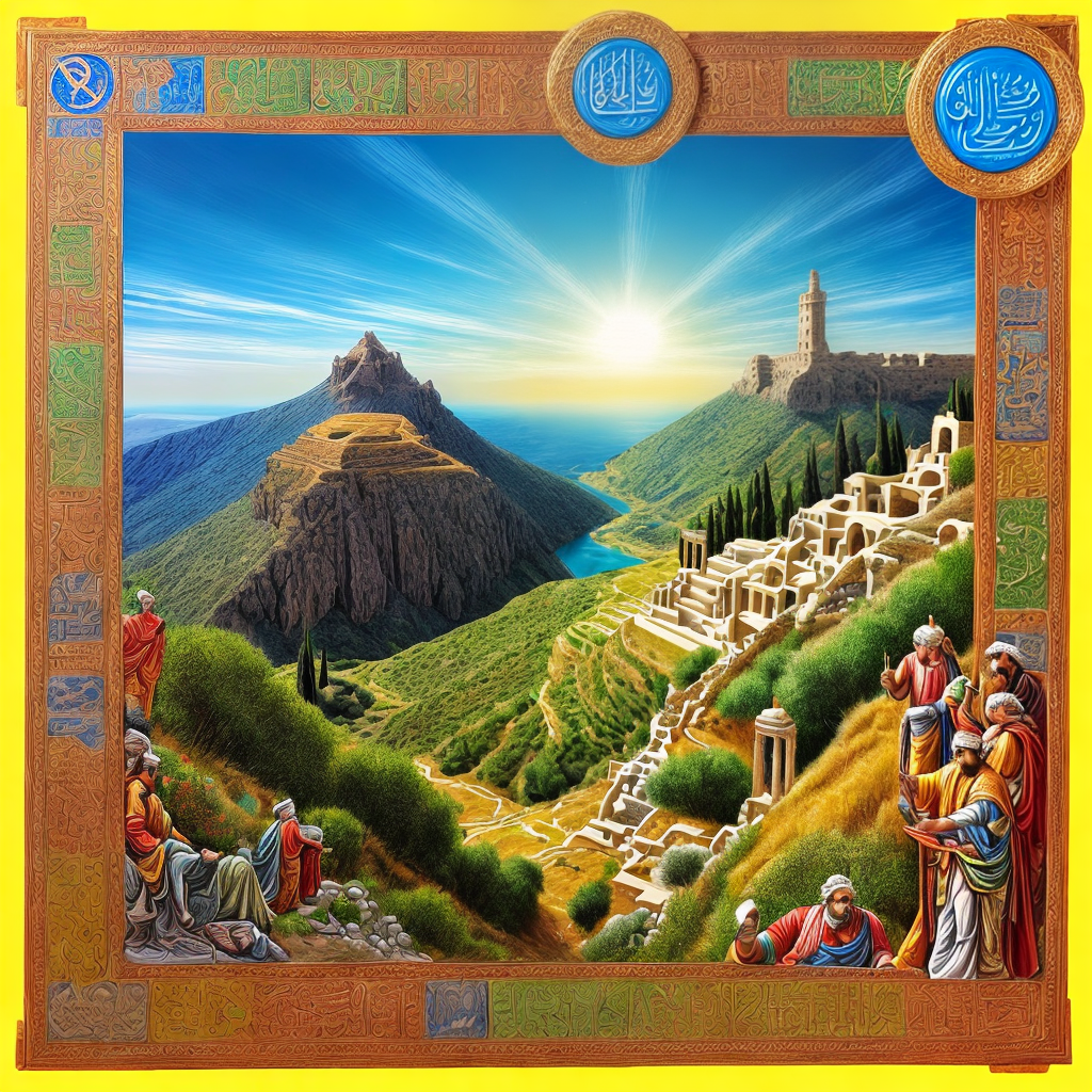 can you draw a landscape picture with three gods from the religions and ...