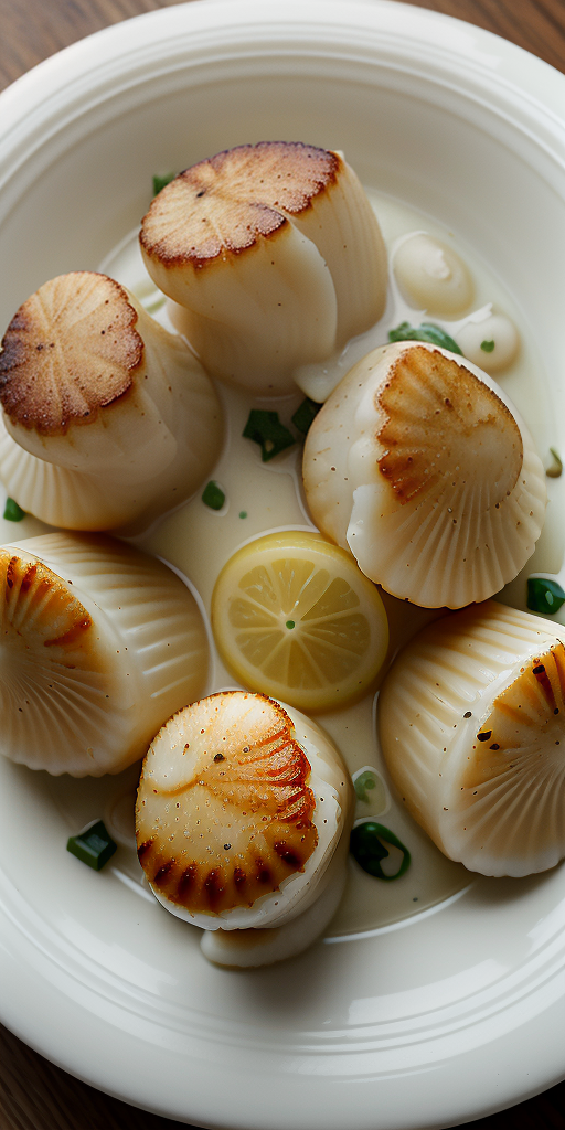 Delicately Grilled Scallops Served in Elegant Shells on a Vibrant Platter