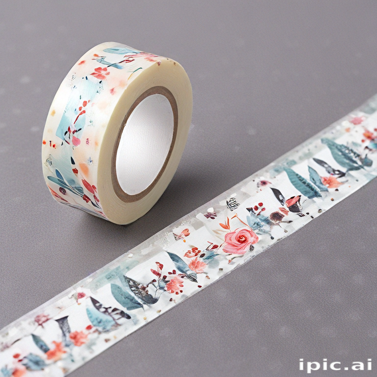 Colorful Floral Washi Tape Roll with Decorative Patterns for Craft Projects