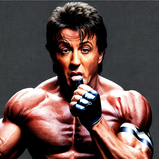 Create a image of sylvester stallone eating