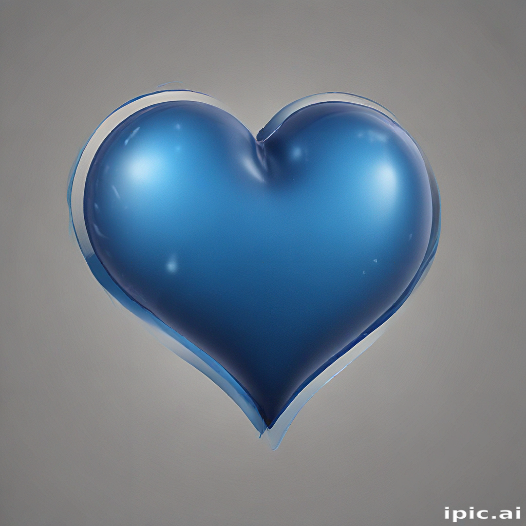 Shiny Blue Heart Symbolizing Love and Emotion in a Modern Design