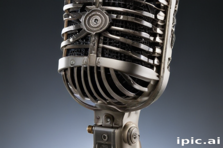 Classic Vintage Microphone Captured in Stunning Detail Against Dark ...