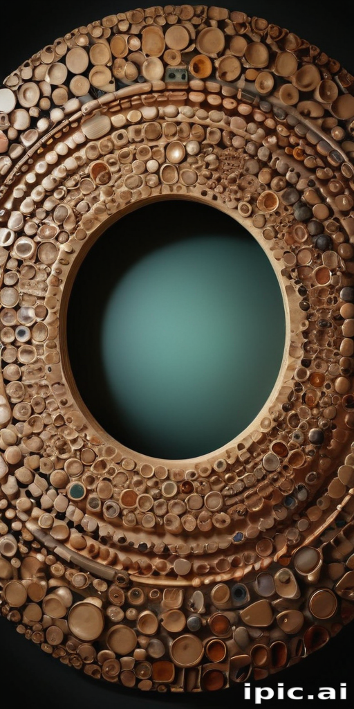 Intricate Circular Wall Art Made from Assorted Wooden Discs and Rings