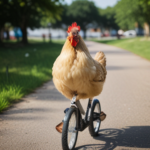 Chicken riding bicycle