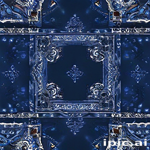 Intricate Blue Metallic Pattern Featuring Ornate Designs and Reflective ...