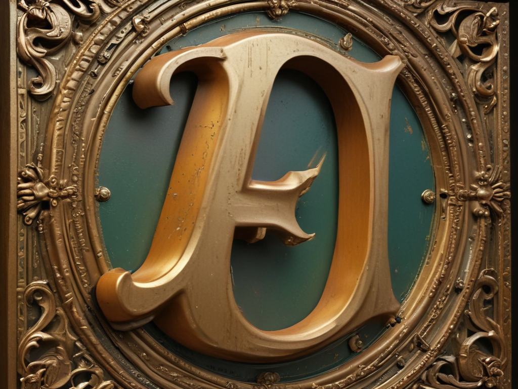 Ornate Decorative Letter D Framed in Intricate Vintage Style Design