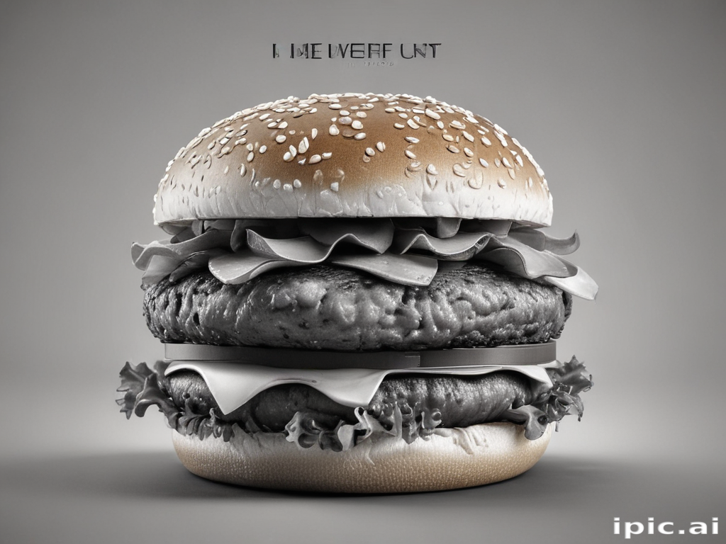Realistic 3D Render of a Delicious Hamburger with Layers and Texture