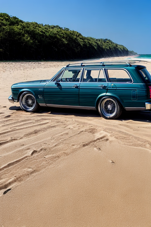 German station wagon lowered at the beach