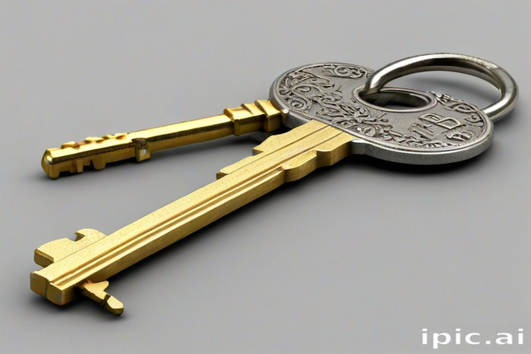 Two Distinct Keys with Unique Designs Resting on a Soft Surface